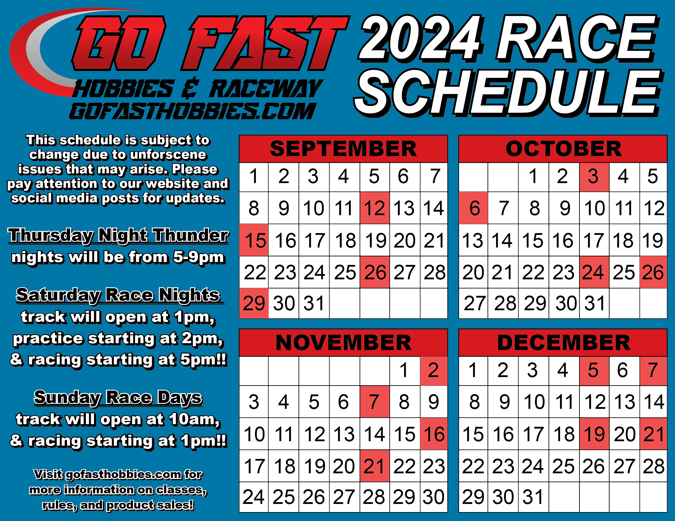 Go Fast Raceway Saturday Racing – Go Fast Hobbies
