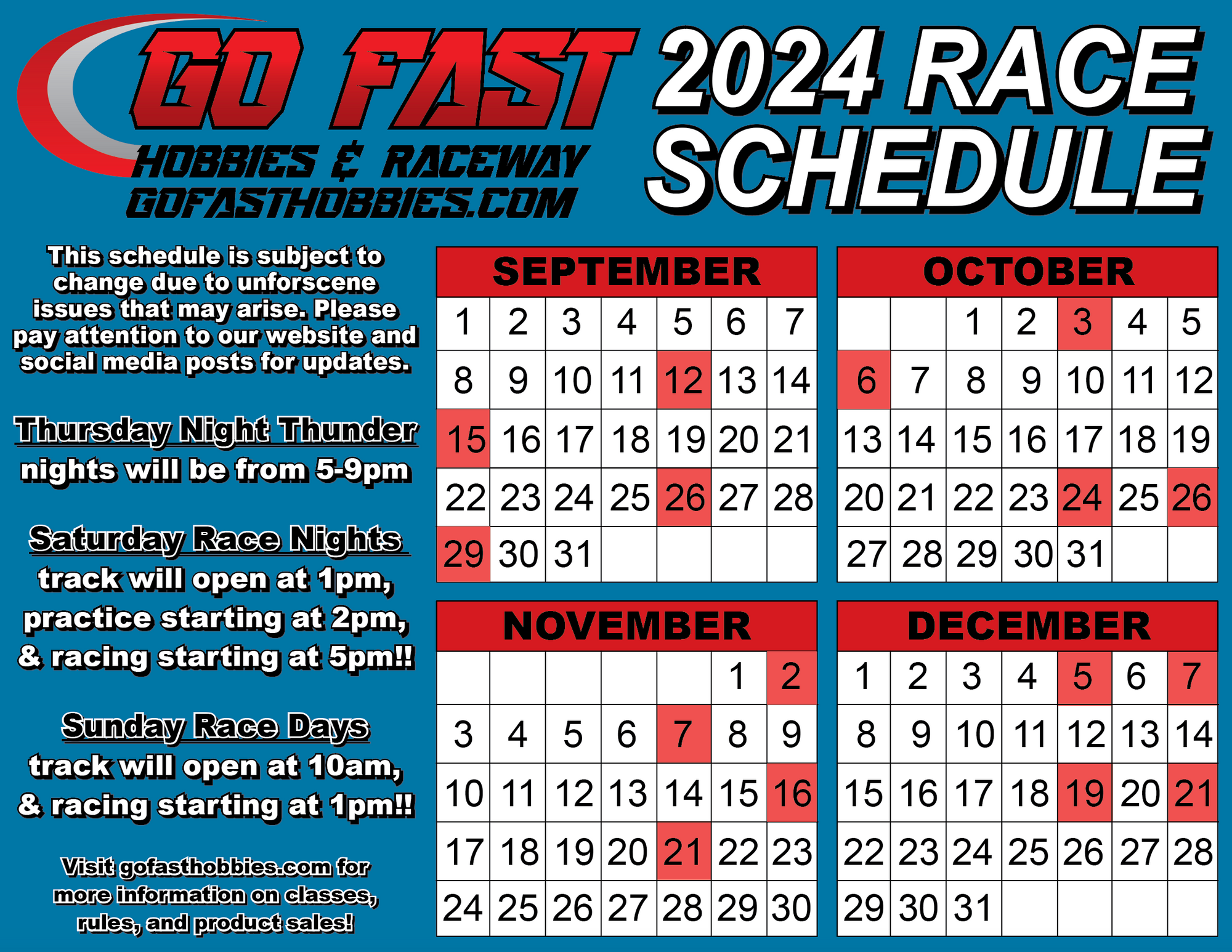 Go Fast Raceway Saturday Racing – Go Fast Hobbies